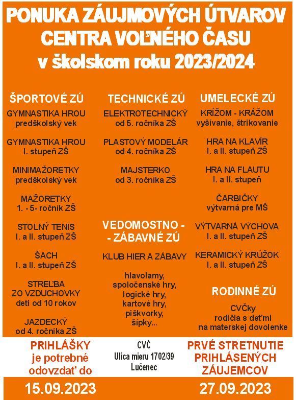 Krúžky v CVČ 2022-2023